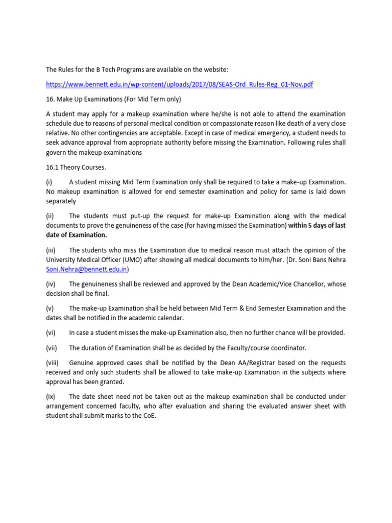 Makeup Exam Policies | PDF | Academic Term