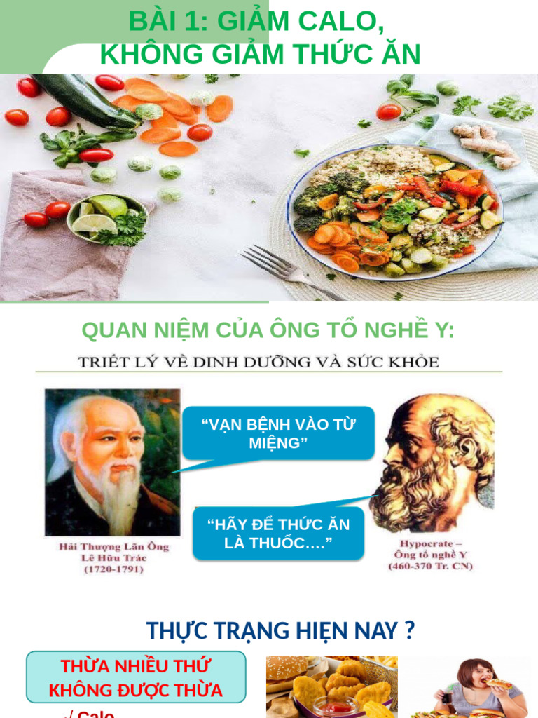 Bài 1. Giảm Calo - Không Giảm Thức Ăn - 3T | PDF