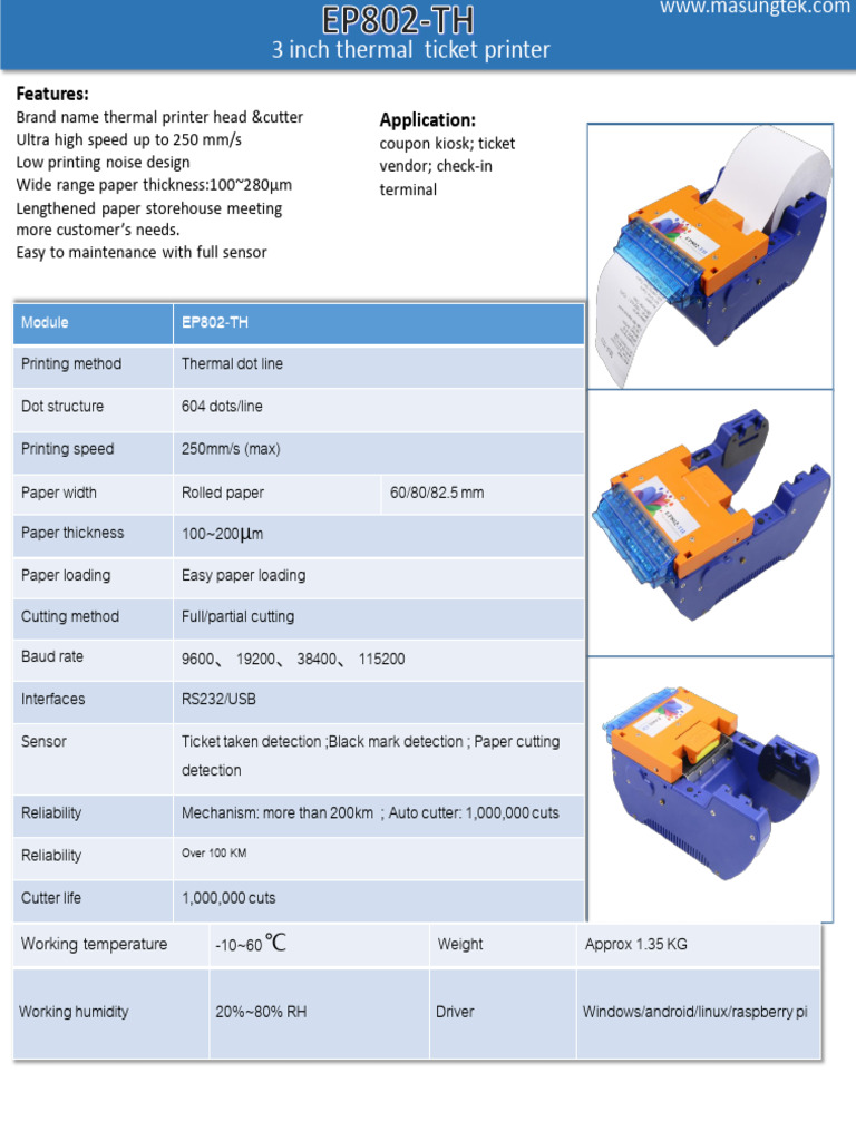 EP802 Thermal Printer Specifications | PDF
