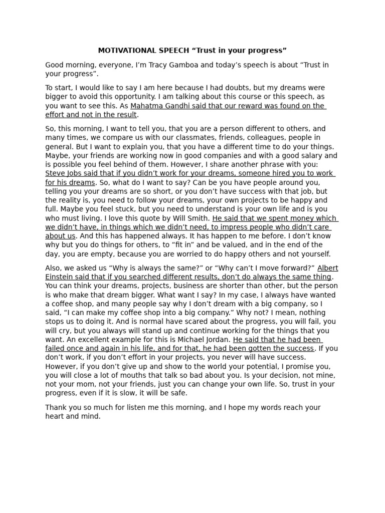 Motivational Speach | PDF | Career & Growth | Self-Improvement