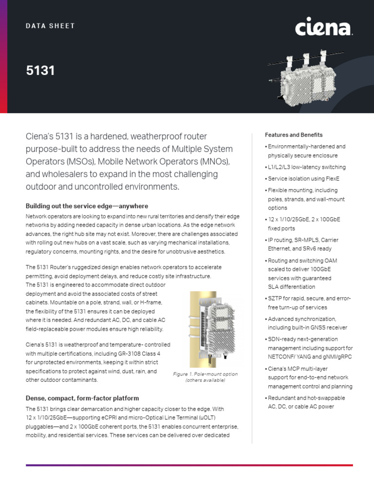 Ciena 5131 Data Sheet | PDF | Networking | Multiprotocol Label Switching