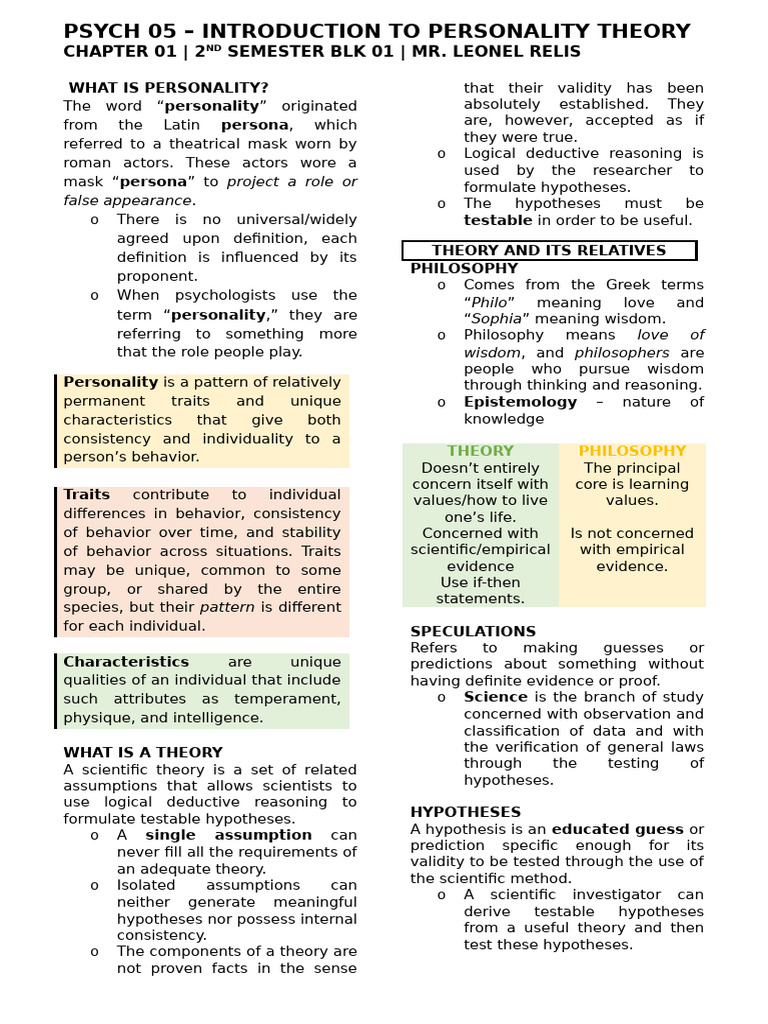 Psych 05 - Chapter 01 | PDF | Hypothesis | Theory