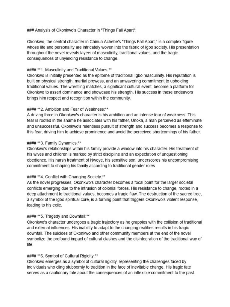 How Okonkwo Is Presented | PDF