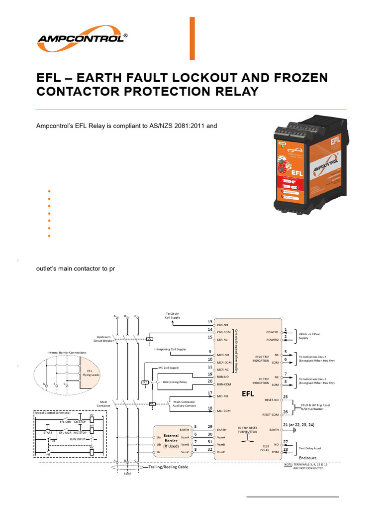 Efl - Earth Fault Lockout and Frozen Contactor Protection Relay | PDF ...