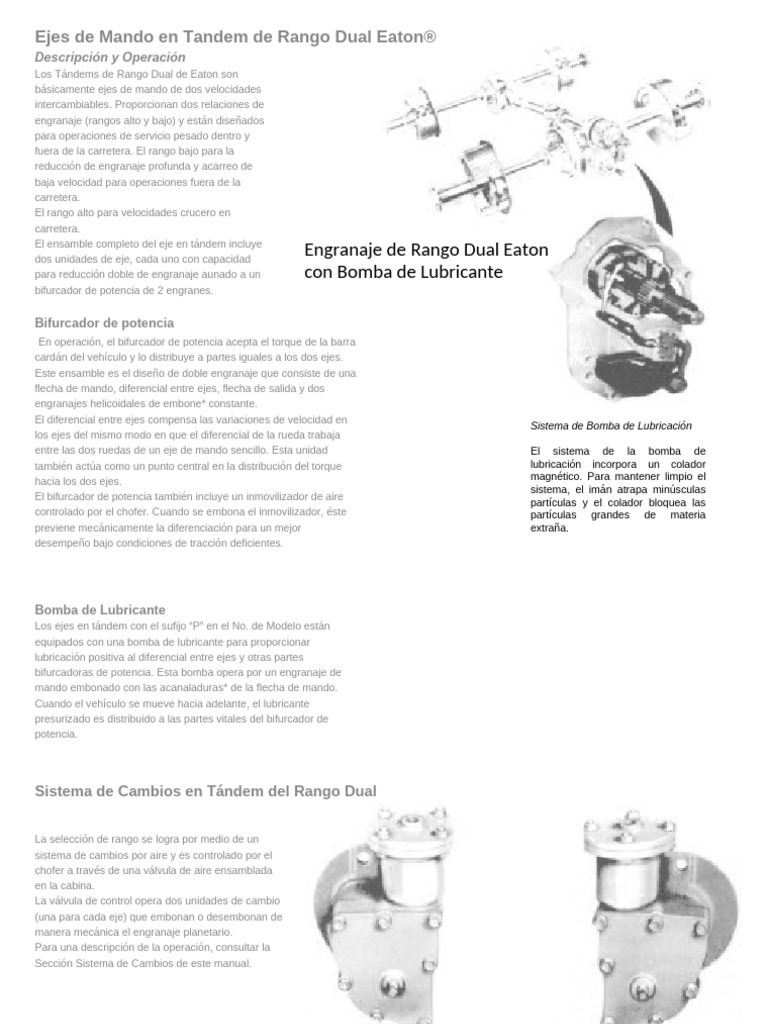 Ejes de Mando Dual Eaton: Descripción y Función | PDF | Engranaje | Eje
