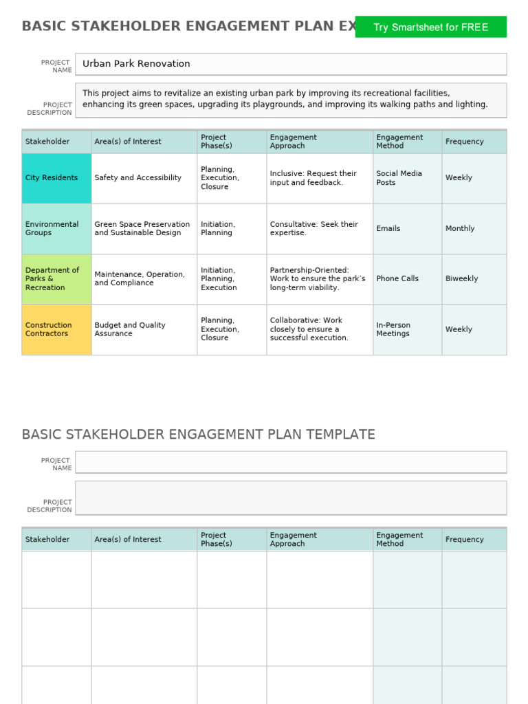IC Basic Stakeholder Engagement Plan Template Example WORD | PDF ...