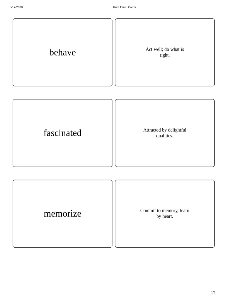 Print Flash Cards | PDF