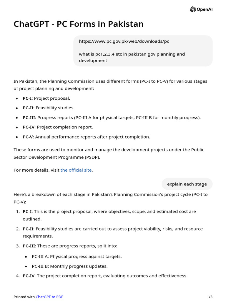 ChatGPT - PC Forms in Pakistan | PDF | Feasibility Study | Evaluation