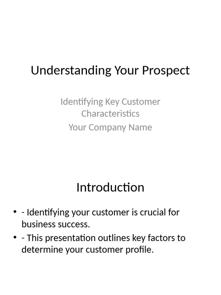 Understanding Your Prospect | PDF