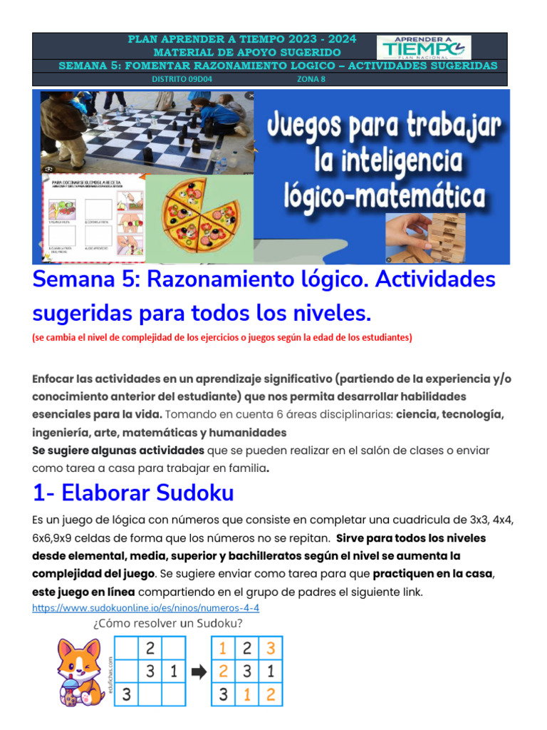 Actividades de Razonamiento Lógico 2023 | PDF | Aprendizaje | Cognición