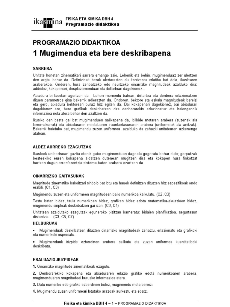 Programazioa Fisika | PDF