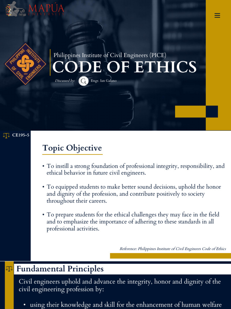 PICE Code of Ethics for Civil Engineers | PDF | Integrity | Profession