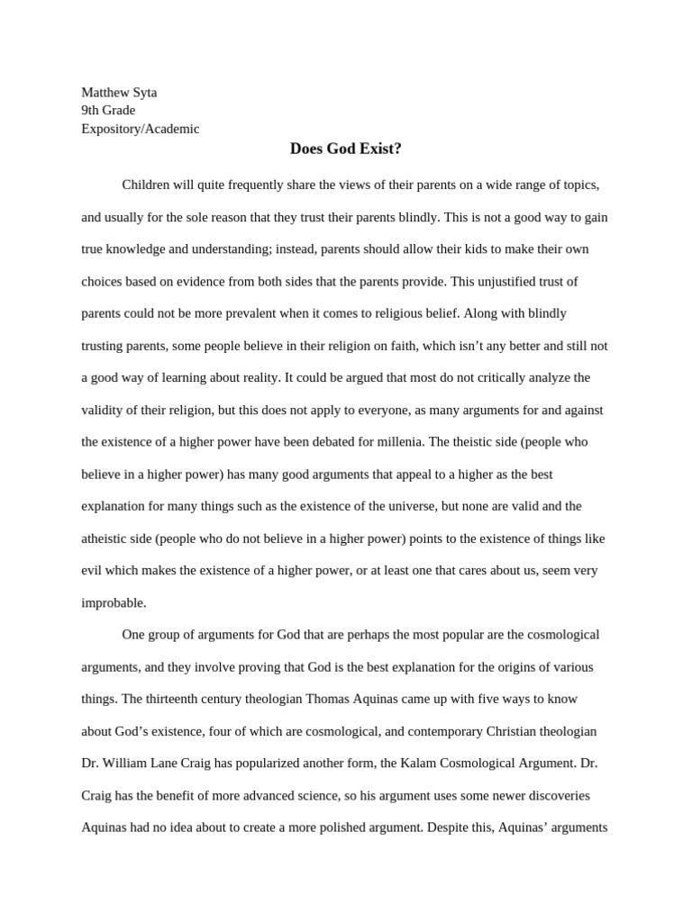 God's Existence Paper (Bender Edition) | PDF | Existence Of God | God