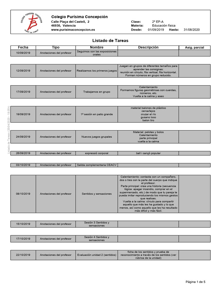 Tareas Ed. Física | PDF