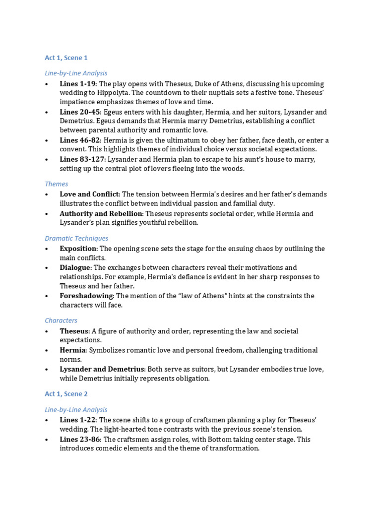 A Midsummer Night Dream Act 1 | PDF | A Midsummer Night's Dream