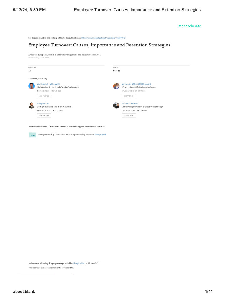 Employee Turnover - Causes, Importance and Retention Strategies | PDF ...