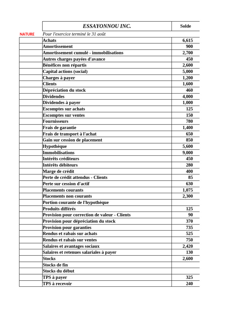 Chiffrier V | PDF | Bilan comptable | Capitaux propres