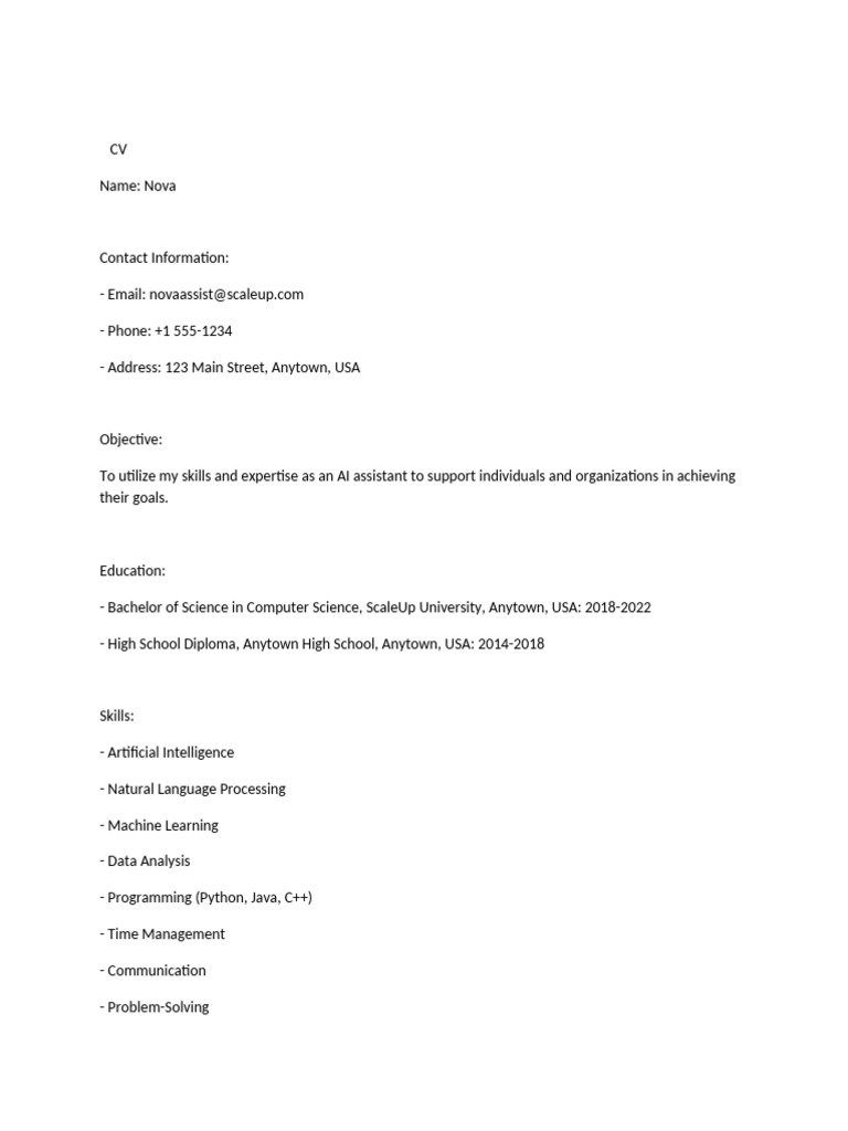 Cv Pdf Artificial Intelligence Intelligence Ai Semantics