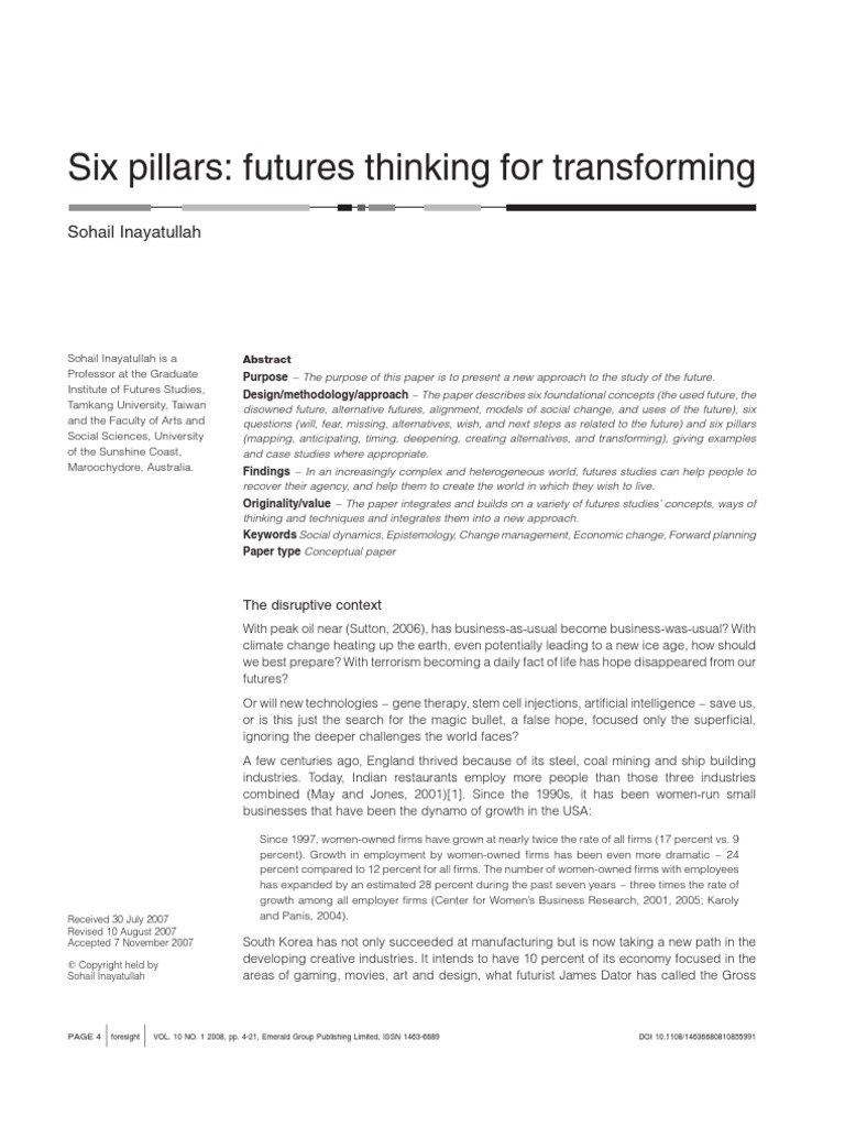 Sohail Inayatullah - Six Pillars: Futures Thinking For Transforming | PDF | Green Tea | Tea