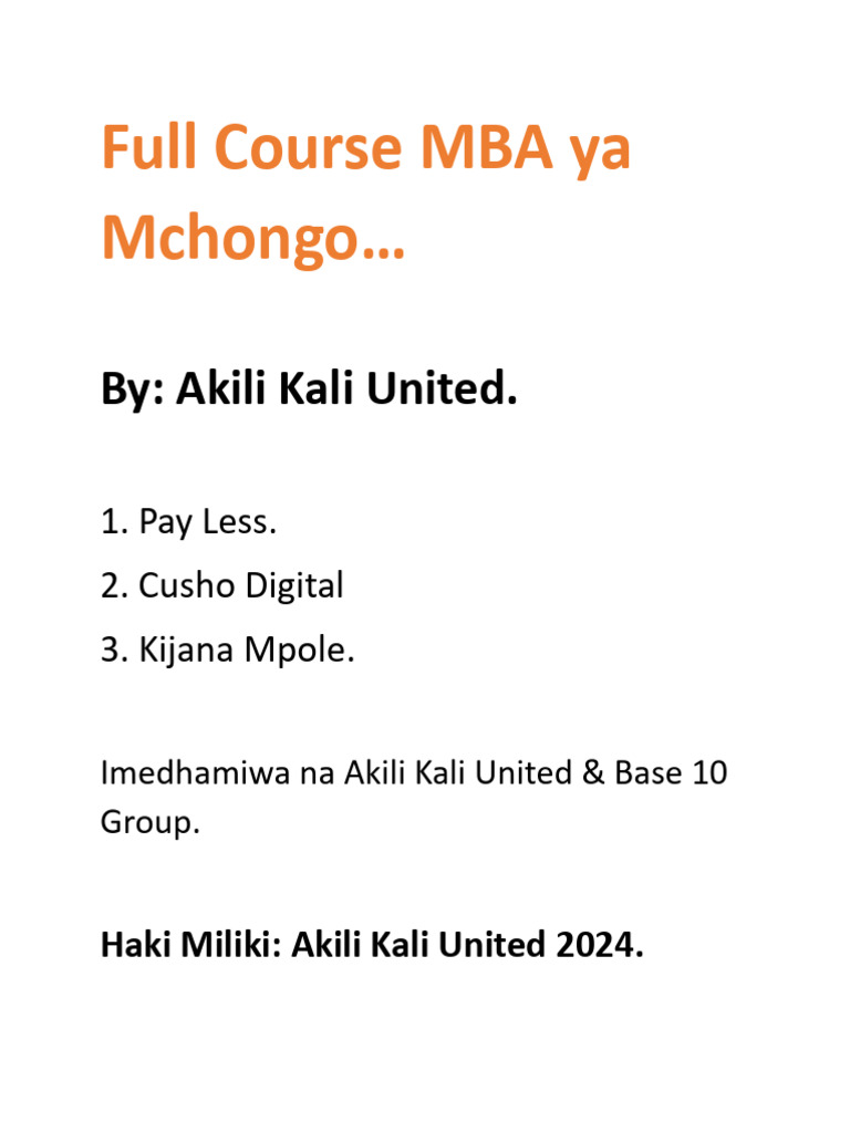 Full Course MBA Ya Mchongo-1 | PDF