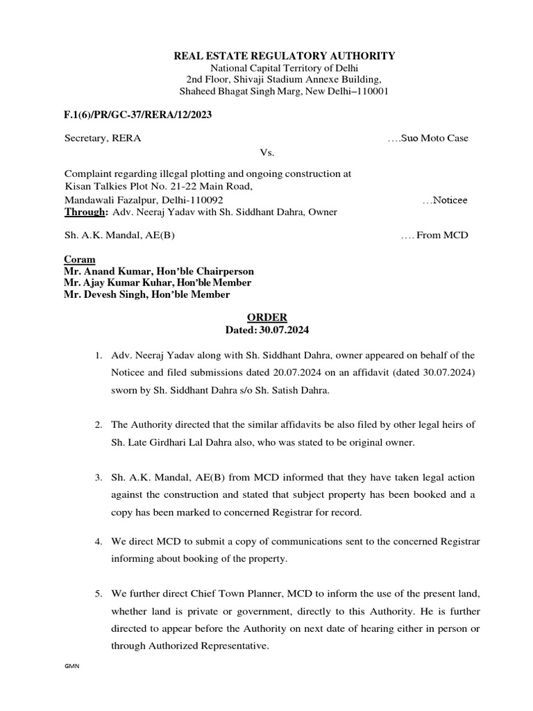 Delhi Illegal Plotting Case Update | PDF