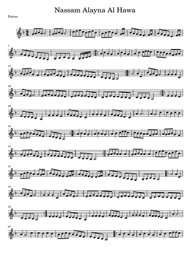 Nassam Alayna Al Hawa Sheet Music | PDF
