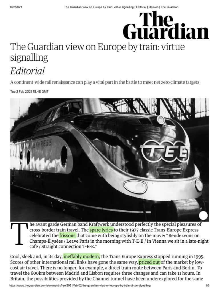 Reviving Europe's Train Travel for Climate | PDF | The Guardian ...