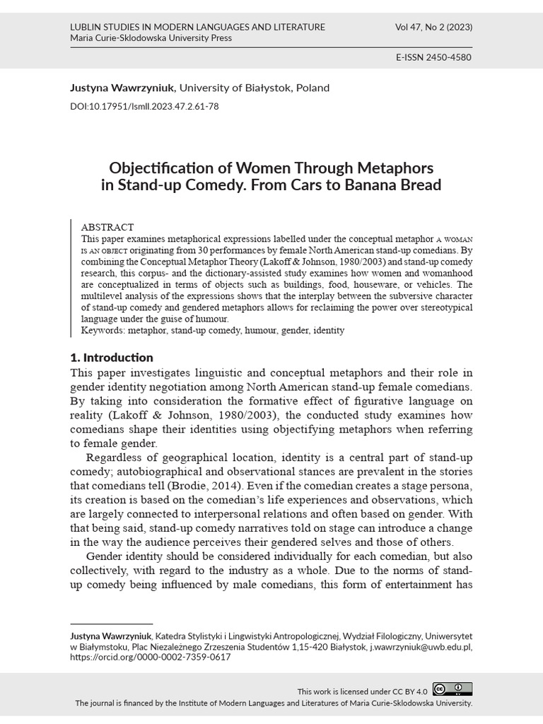 Objectification of Women Through Metaphors in Stan | PDF | Identity ...