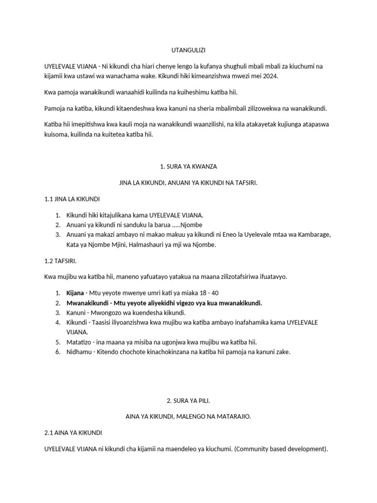 Katiba Ya Kikundi | PDF