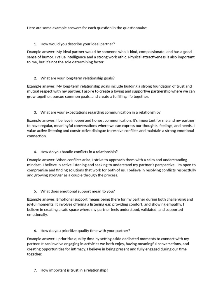 Perception Questionnaire Notes | PDF | Intimate Relationships | Love
