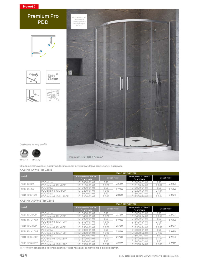 Radaway-Karta-katalogowa-Premium-Pro-PDD | PDF