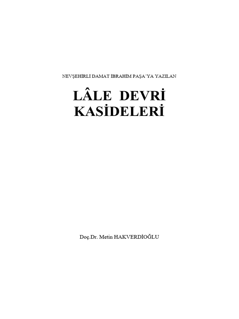 Lale Devri̇ Kasi̇deleri̇ Ki̇tap Sosyal Bi̇li̇mler | PDF