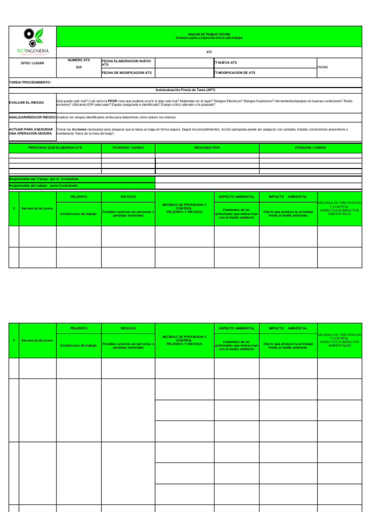 Formato ATS para Diligenciar ACTUALIZADO | PDF | Entorno natural