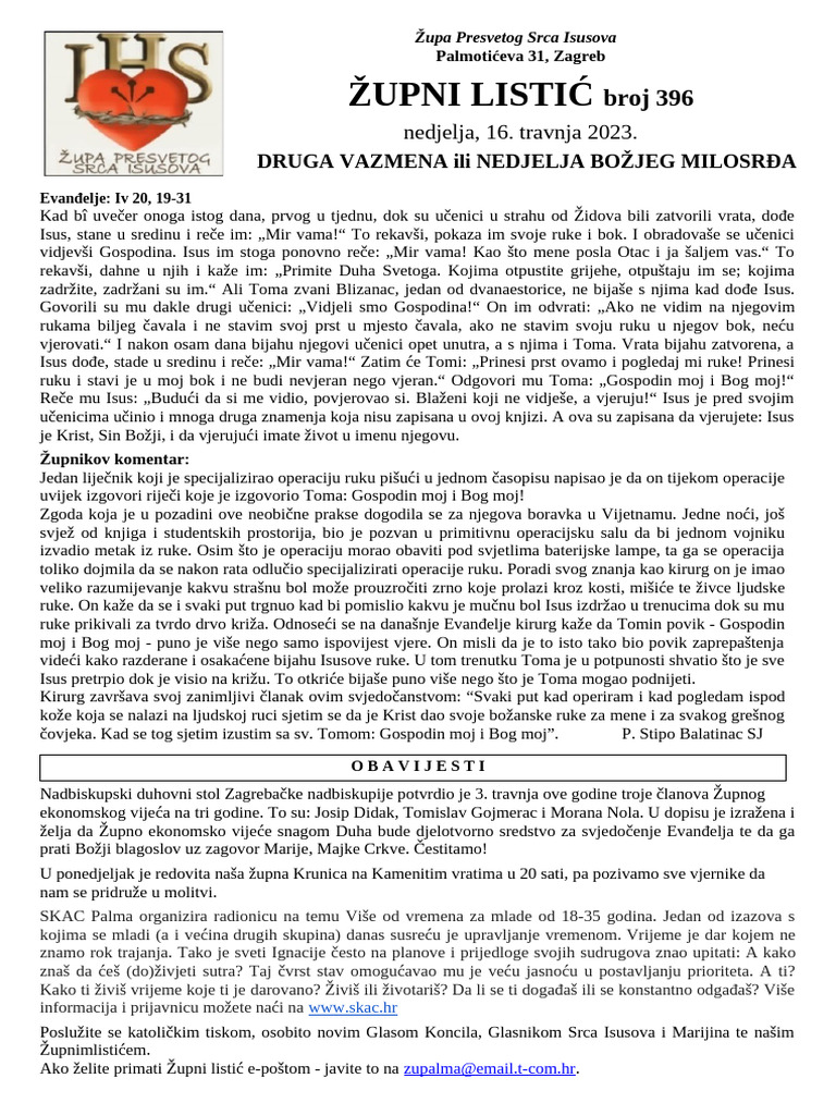 Zupni Listic 396 | PDF