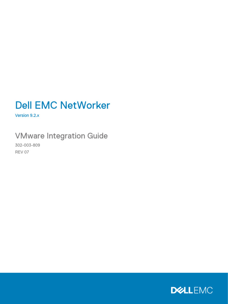 Docu85873 - NetWorker 9.2.x VMware Integration Guide | PDF | Backup | V Mware