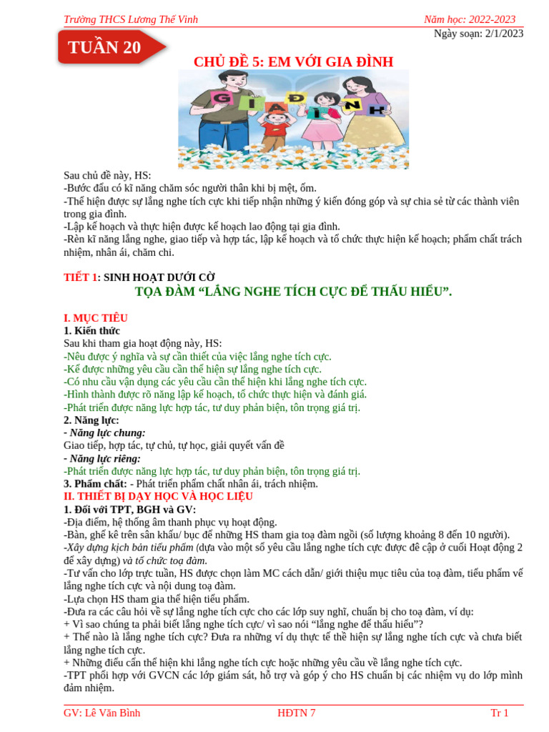 HĐTN 7-Tuan 20 Binh | PDF