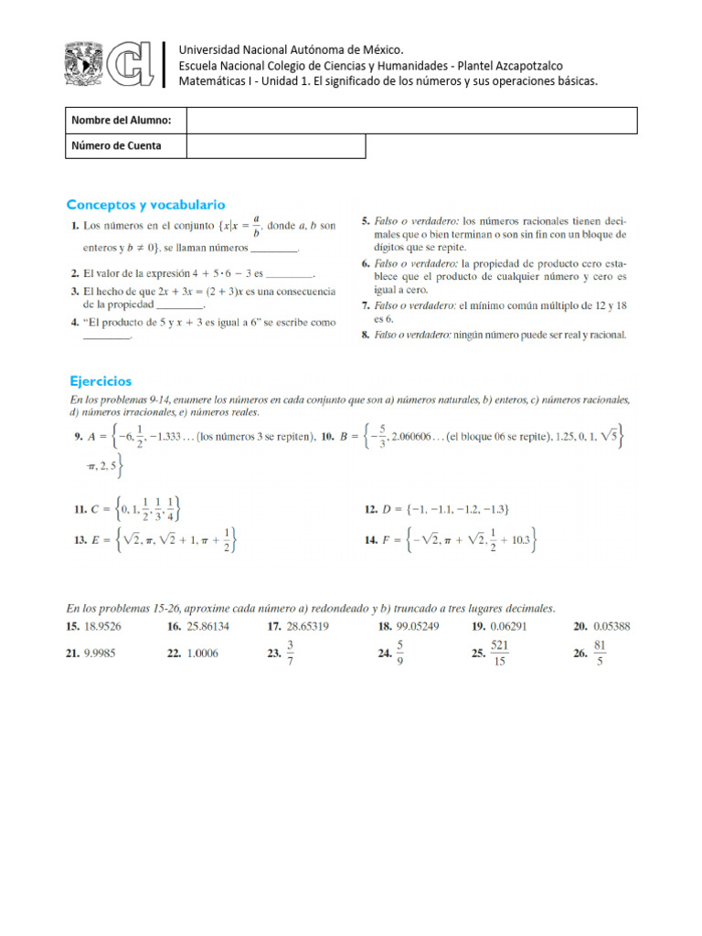 Guia de Estudio Matematicas 1 - Parte 1 | PDF
