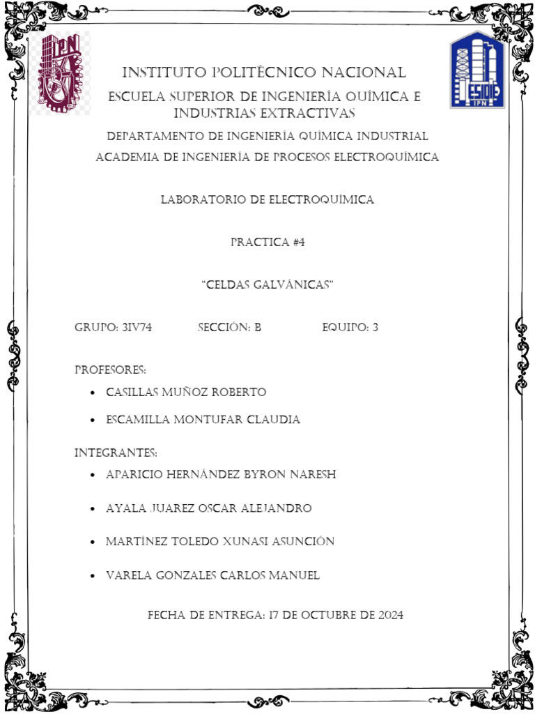 Practica 4 Electro Mejorada | PDF | Redox | Electrodo