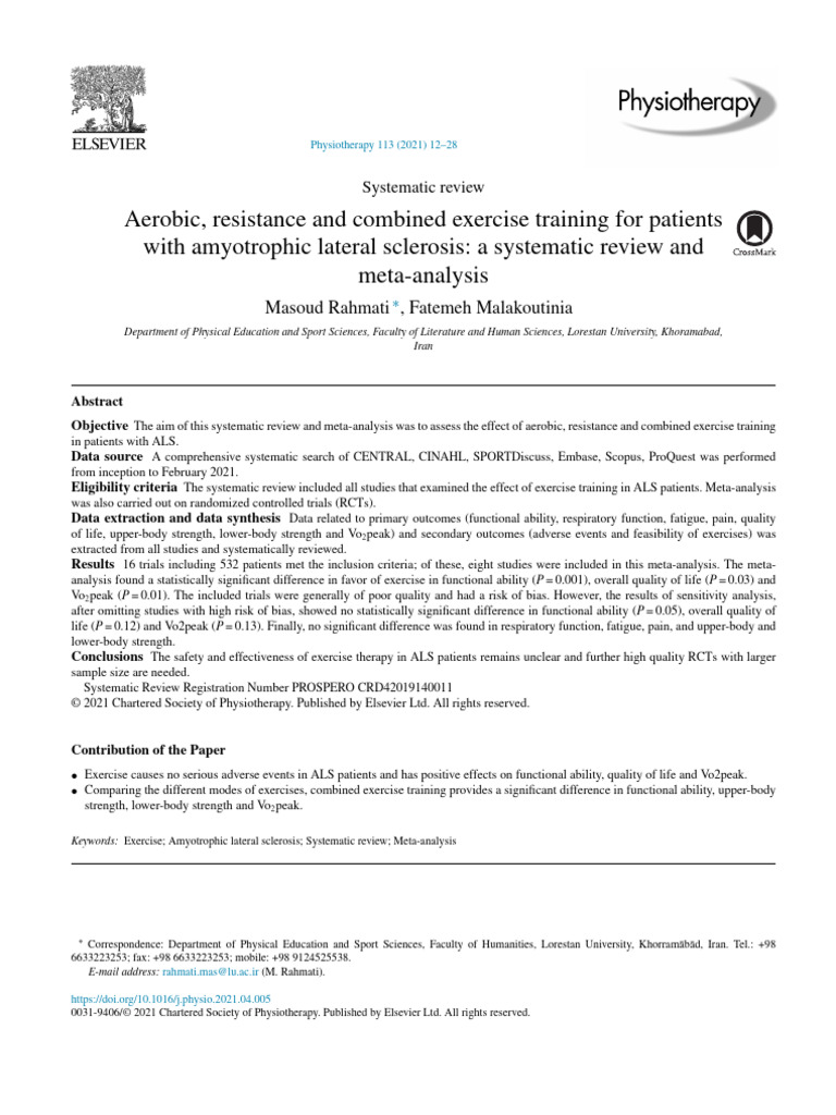 Aerobic, Resistance and Combined Exercise Training For Patients With ...
