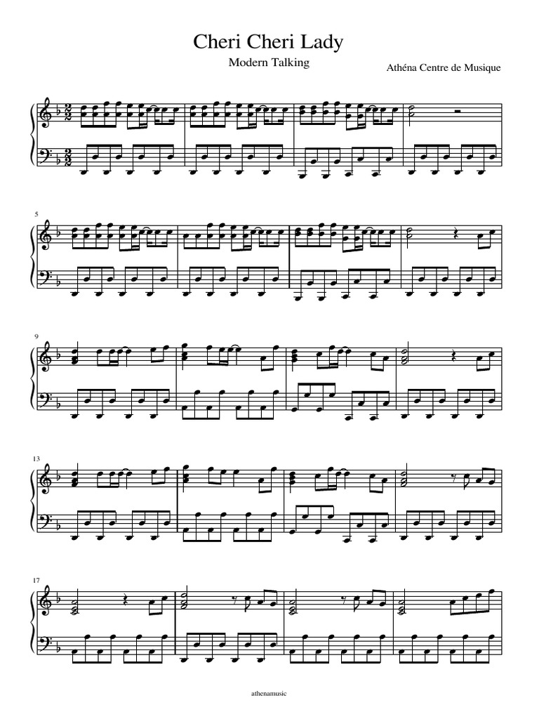 Cheri Cheri Lady Sheet Music Collection | PDF