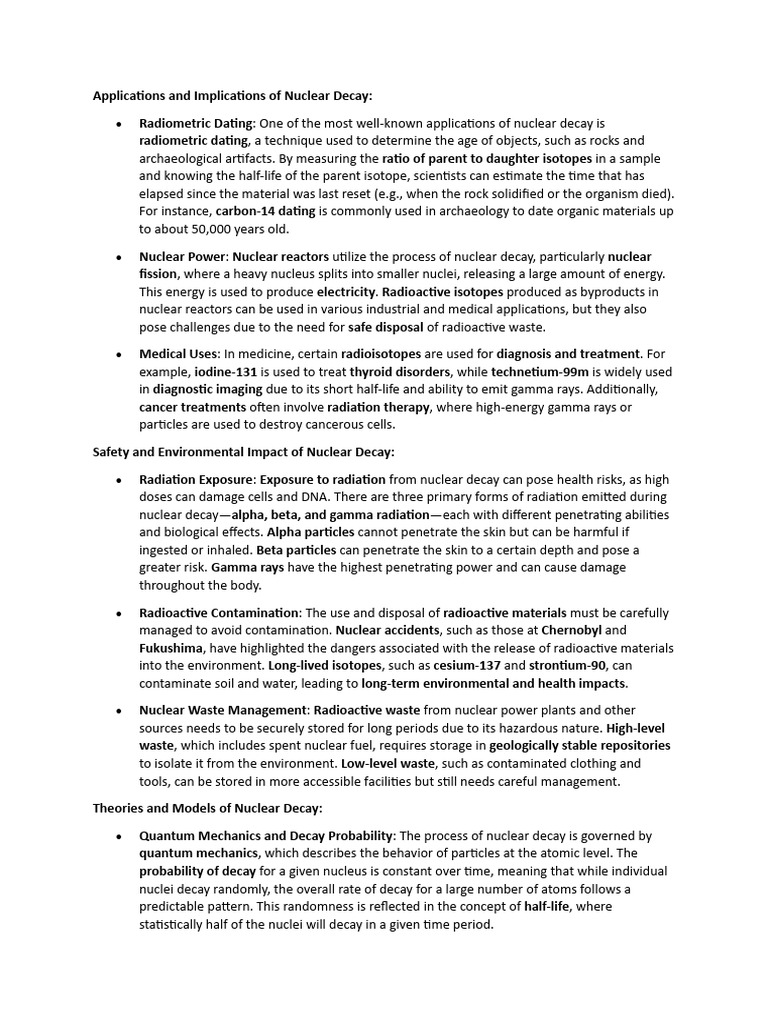 Applications and Implications of Nuclear Decay | PDF | Radioactive ...