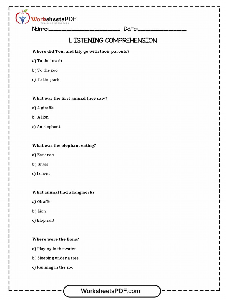 A Day at the Zoo: Listening Activity | PDF | Home & Garden