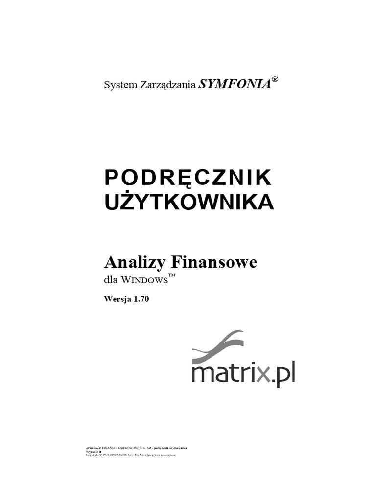Symfonia - ANALIZY FINANSOWE-PodrÄ™cznik | PDF