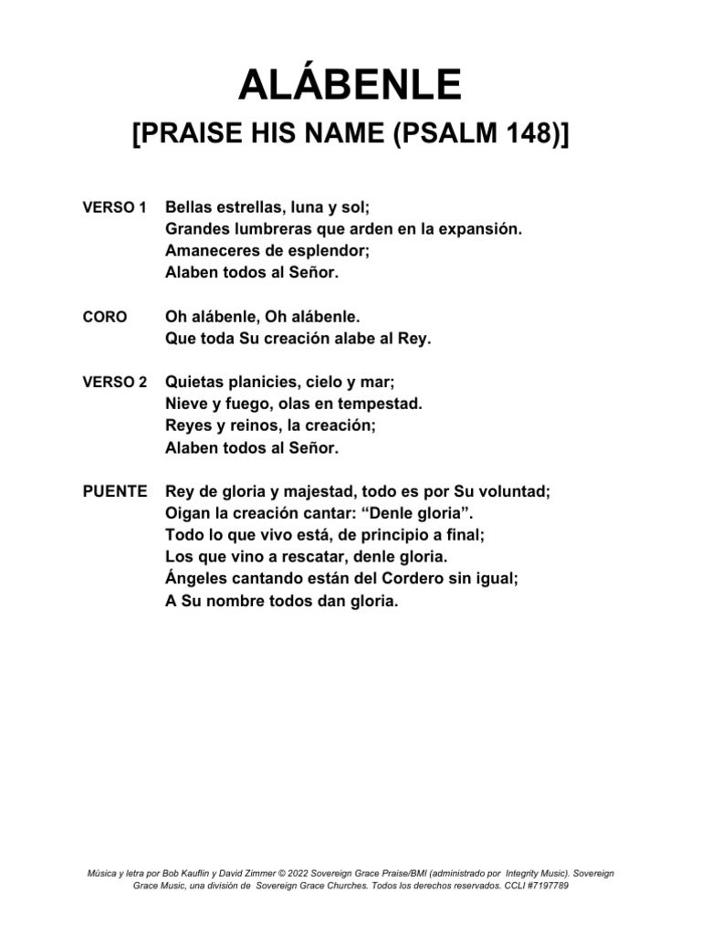 Praise His Name - SPANISH | PDF