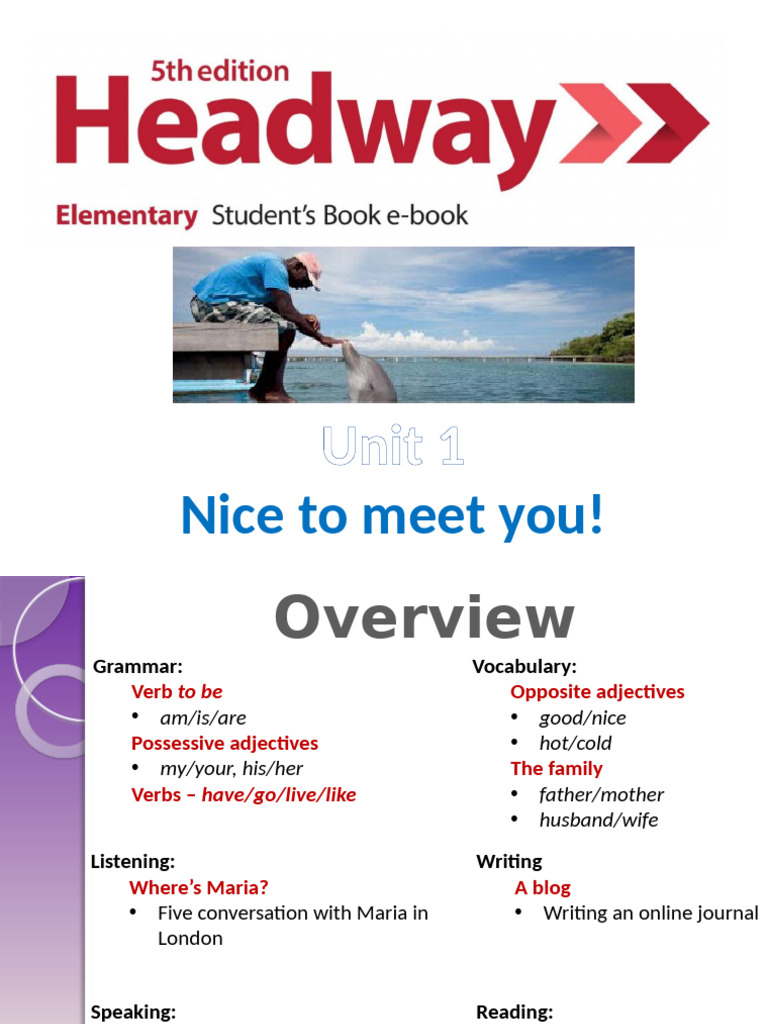 Headway Elementary Unit 1 | PDF | Verb | Linguistics