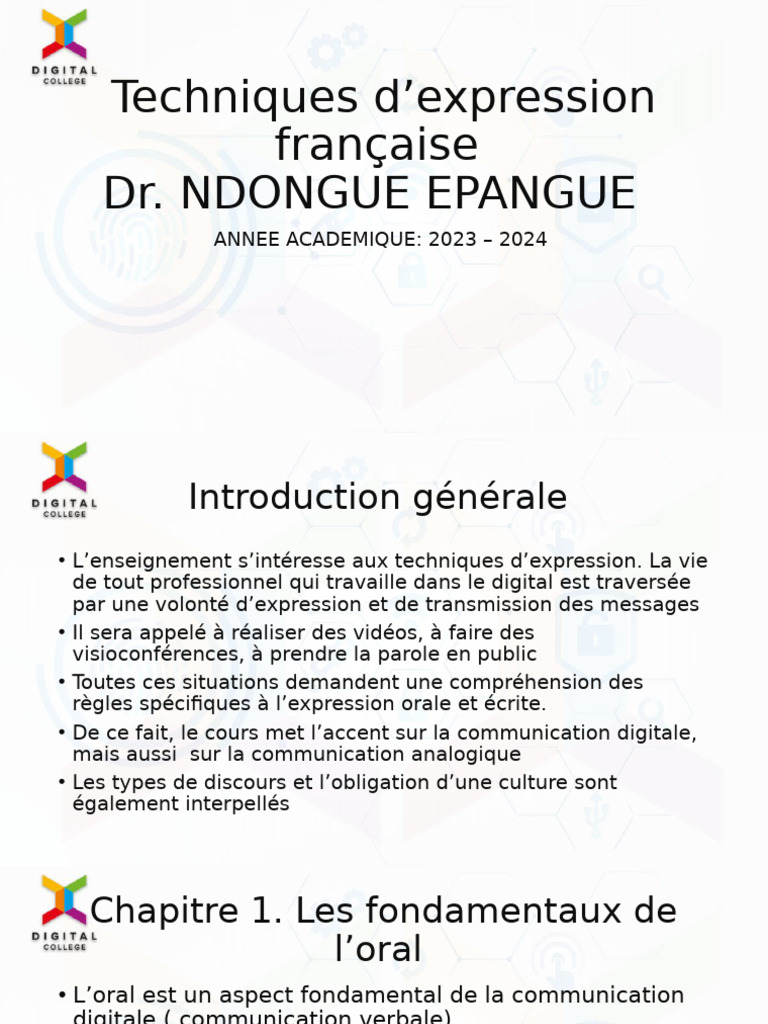 Techniques d'Expression Digitale | PDF | Phrase | la communication