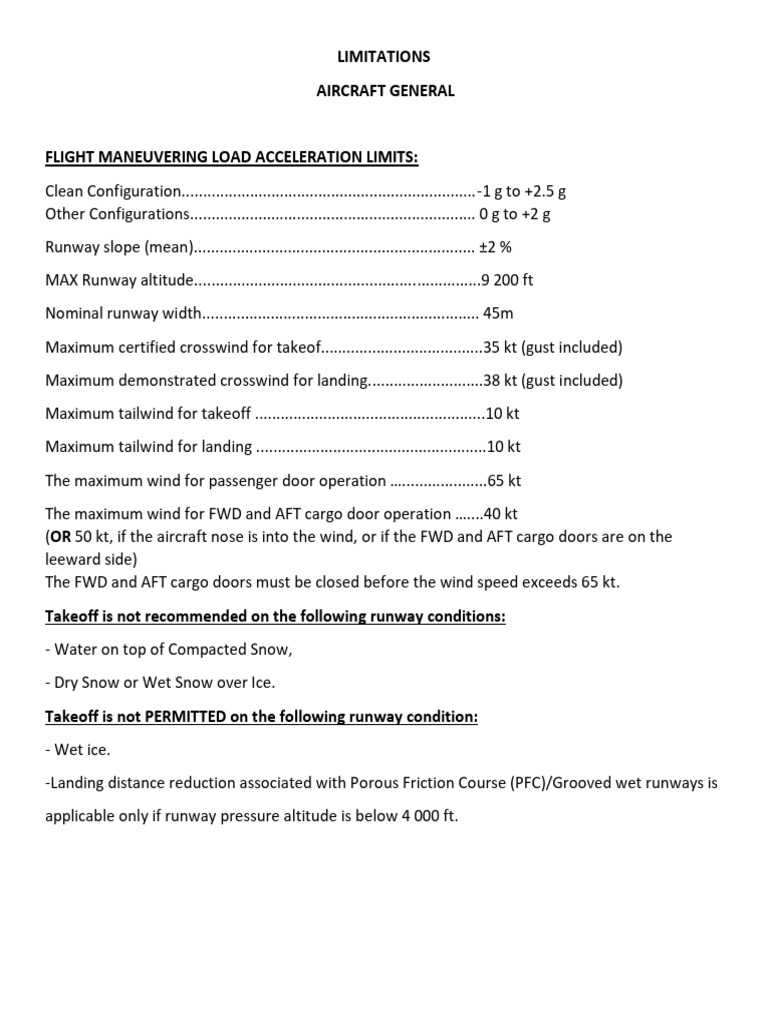 A320 Limitations and Takeoff Conditions | PDF | Landing Gear | Takeoff