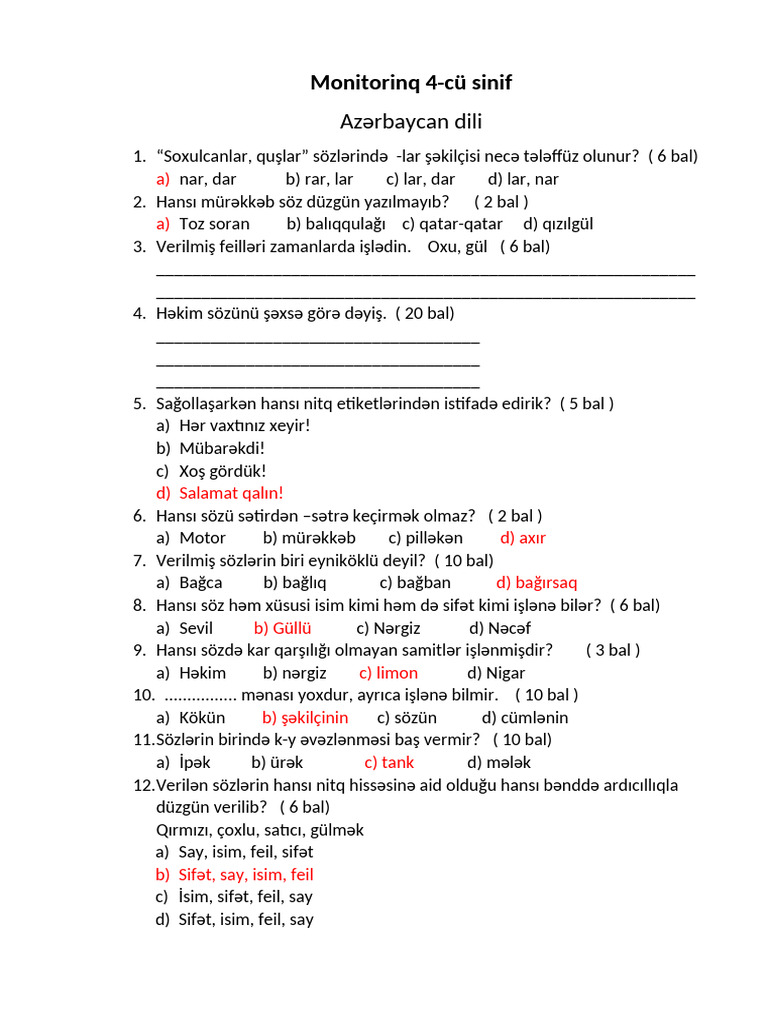 Monitorinq 4 Sinif | PDF