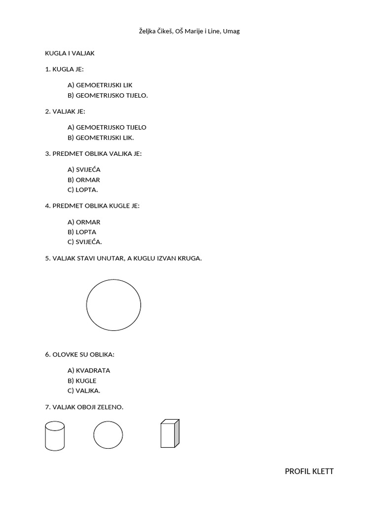 Kugla I Valjak 1 | PDF