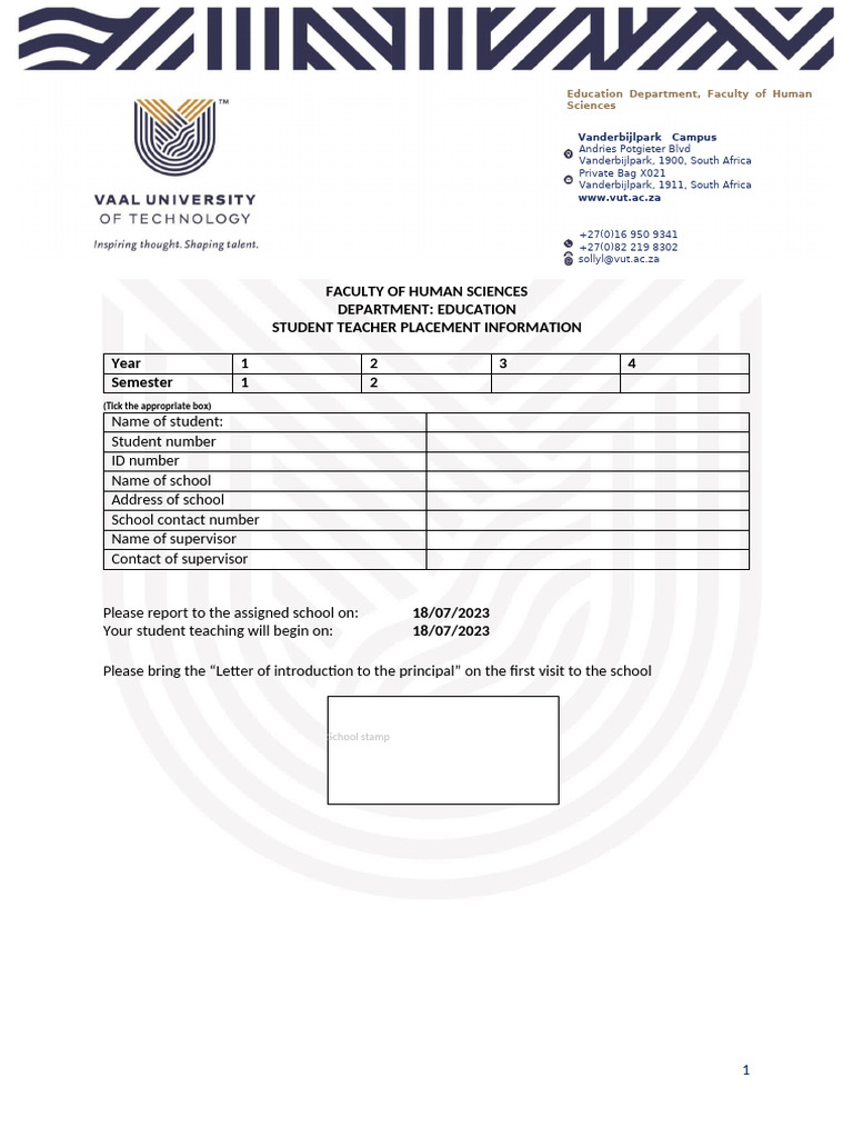 Placement Info | PDF